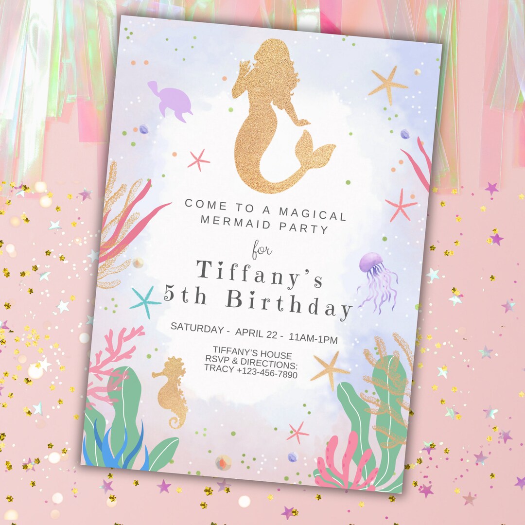 Editable Mermaid Birthday Invitation, Mermaid Party Invite, Instant ...