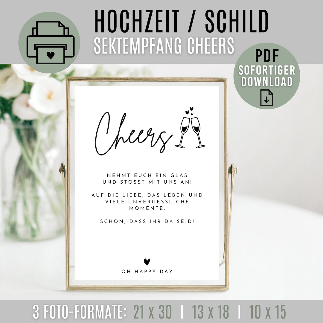 Champagne Reception Cheers WEDDING Sign I Digital Download as PDF I ...