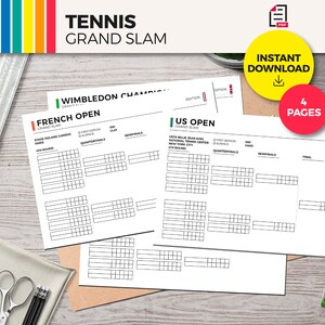 Tennis Grand Slam / Planner / 4 Pages / 4 Tournaments / Instant ...
