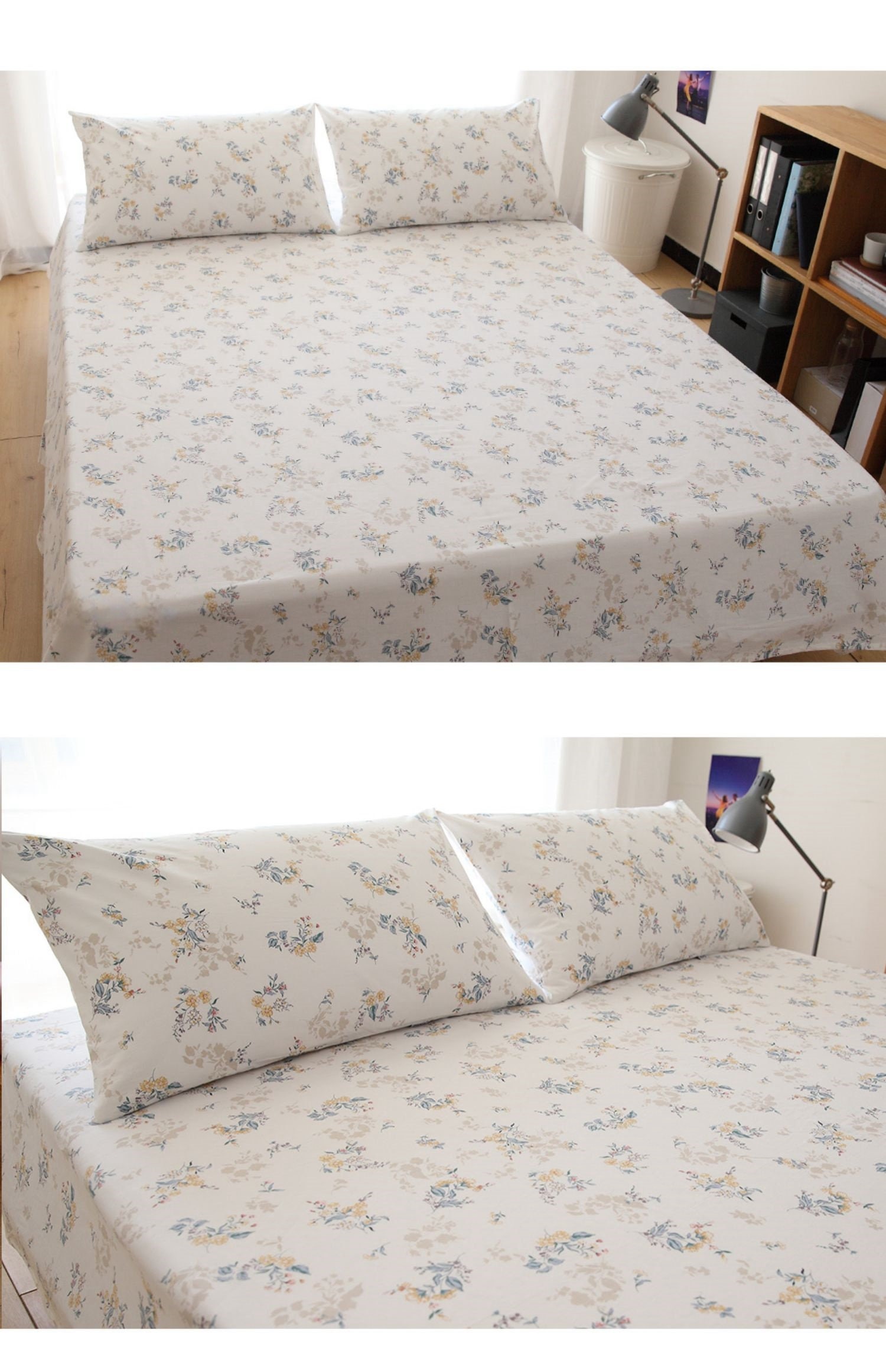 White Floral Duvet Cover, Multi-choice Duvet Cover, Sing/double/queen ...