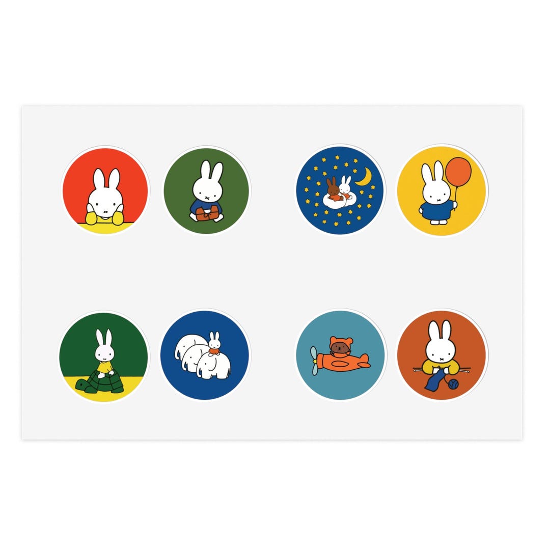 Colorful Miffy Sticker Sheets - Bunny Stickers Pack for Crafting ...