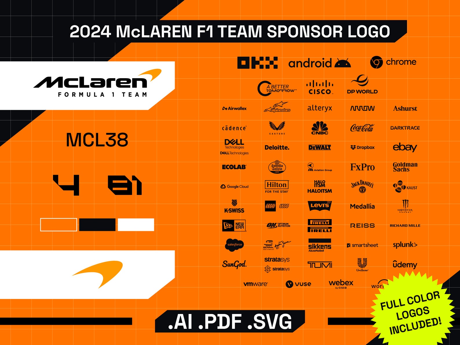 2024 Mclaren F1 Team Sponsor Logos - Vector Files (digital Download) - Etsy