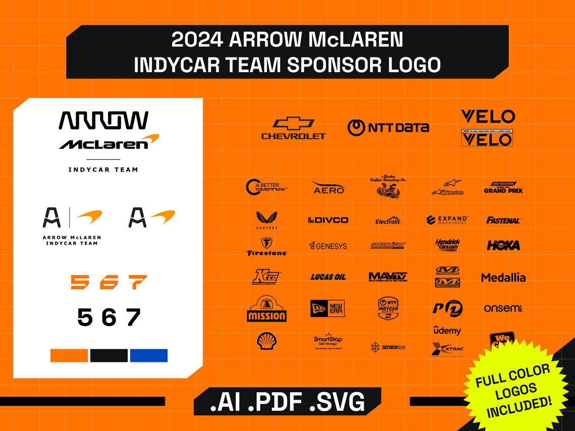 2024 Arrow Mclaren Indycar Team Sponsor Logo Instant Digital Download ...