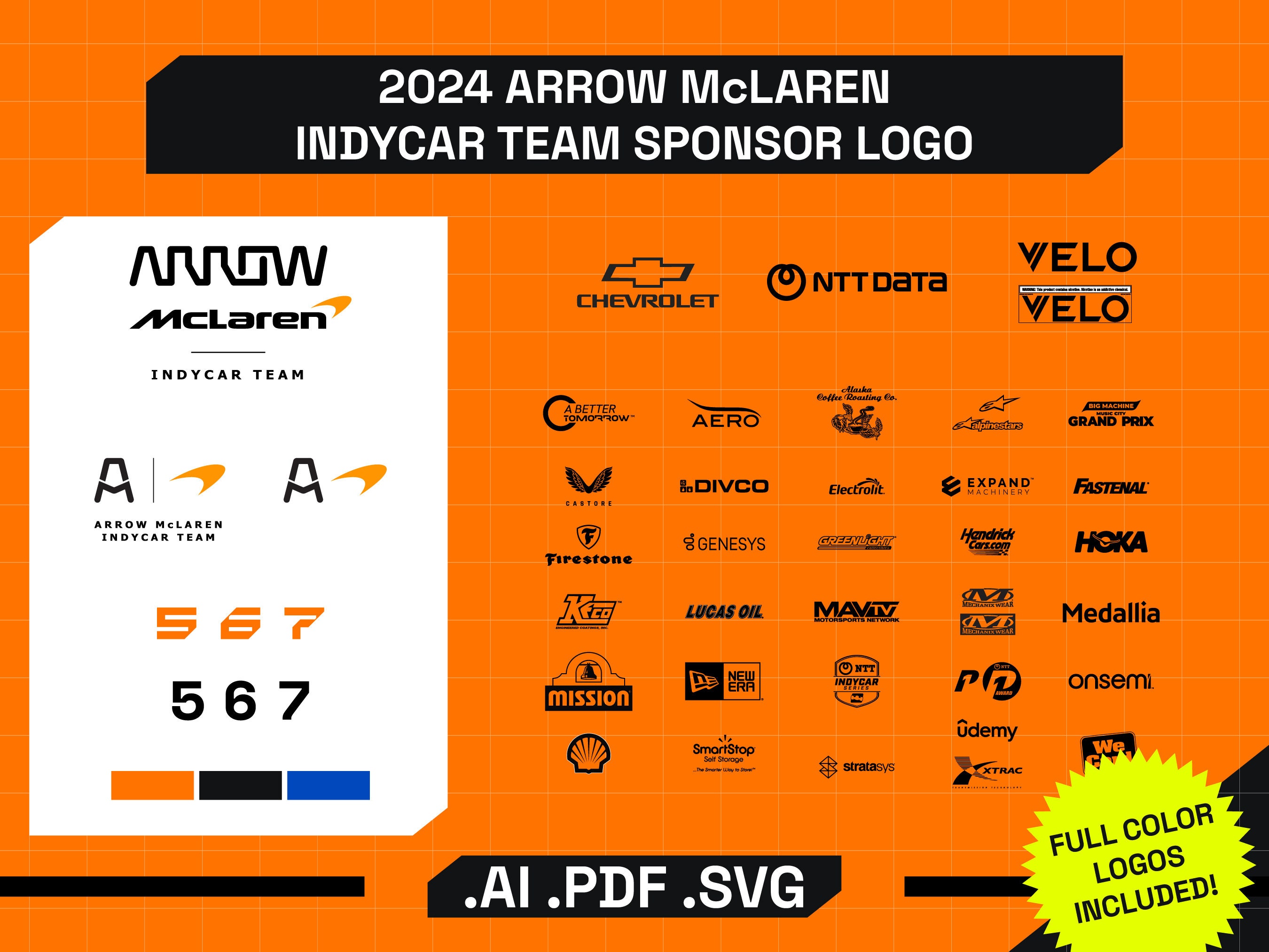 2024 Arrow Mclaren Indycar Team Sponsor Logos (digital Download) - Etsy