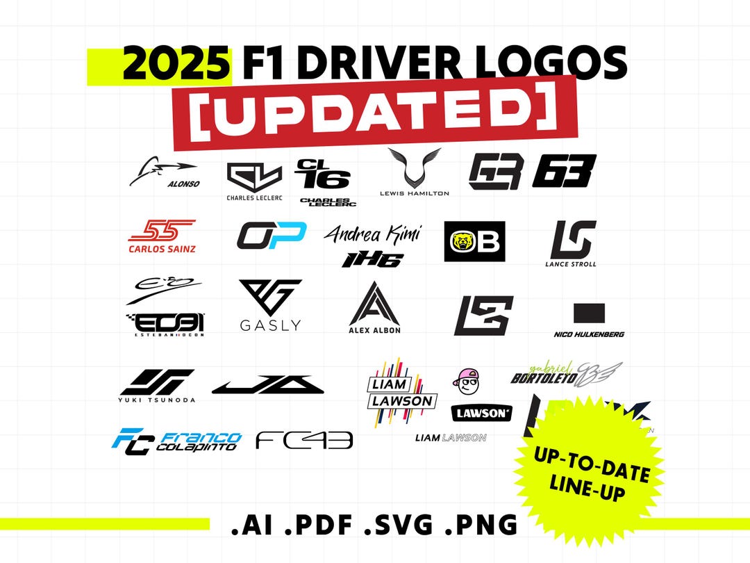 2025 F1 Driver Logos: Vector Files (ai, Png, Pdf, Svg) - Instant ...