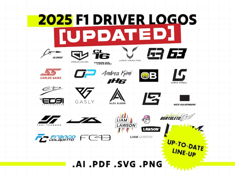 2025 F1 Driver Logos: Vector Files (ai, Png, Pdf, Svg) - Instant ...