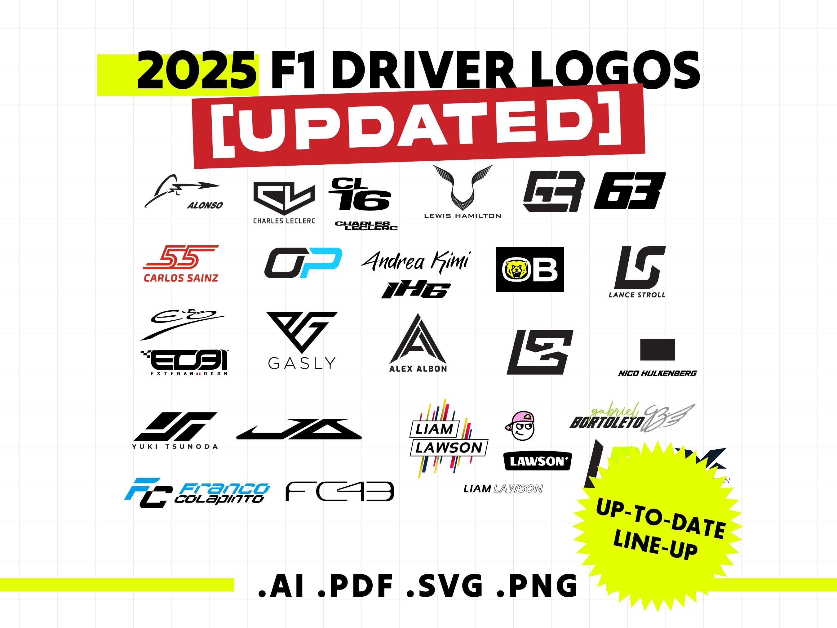 2025 F1 Driver Logos: Vector Files (ai, Png, Pdf, Svg) - Instant ...