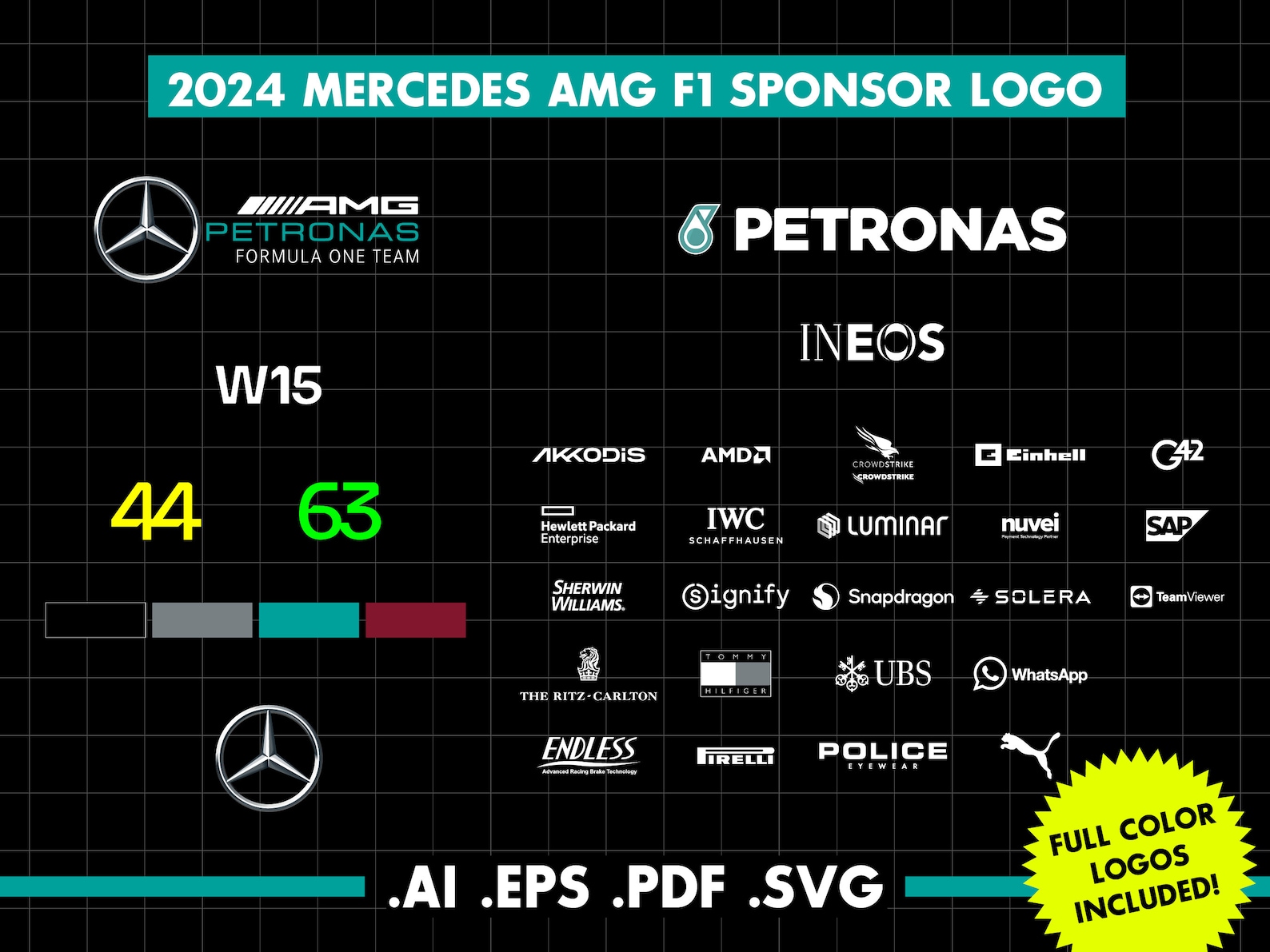 2024 Mercedes AMG F1 Sponsor Logos: Vector Files (digital Download) - Etsy