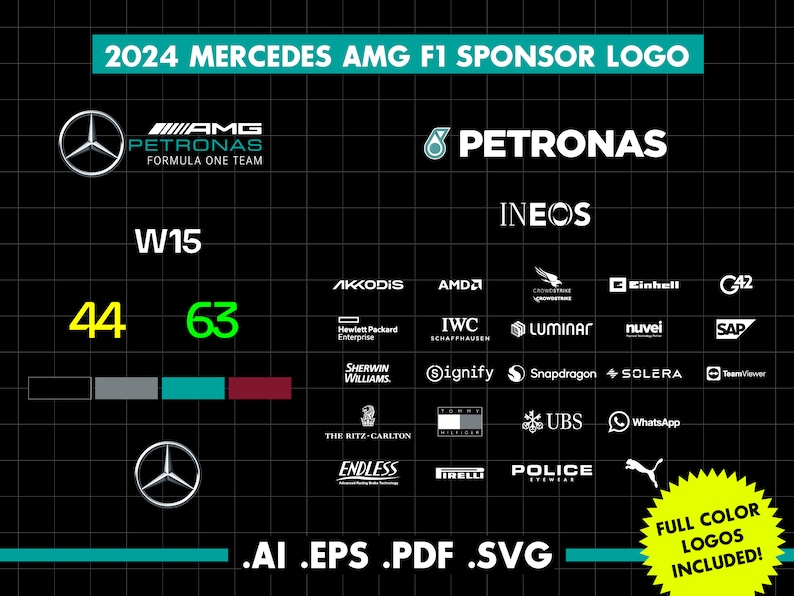 2024 Mercedes AMG F1 Sponsor Logo Instant Digital Download - Editable Vector Files - Ai, Eps ...