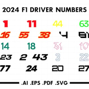 2024 F1 Driver Numbers: Vector Files (digital Download) - Etsy