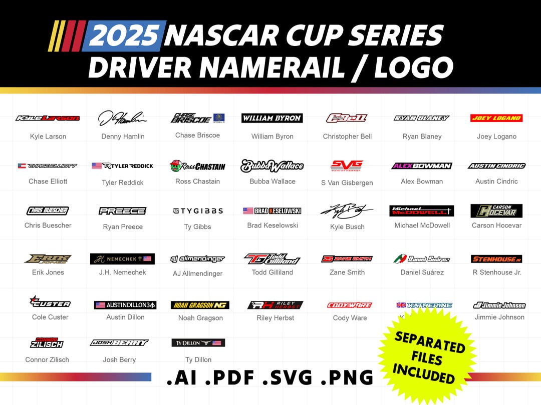 2025 Nascar Driver Namerails Logo Vector Files (ai, Pdf, Png, Svg ...