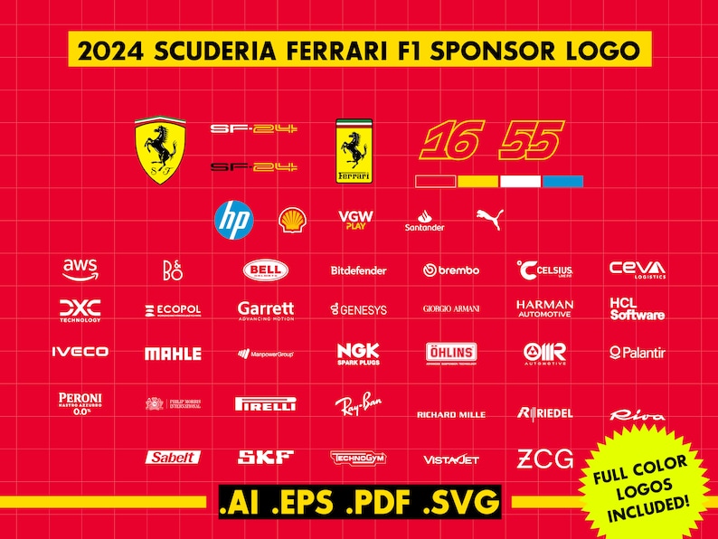 2024 Scuderia Ferrari F1 Sponsor Logo Instant Digital Download Editable Vector Files Ai, Eps ...