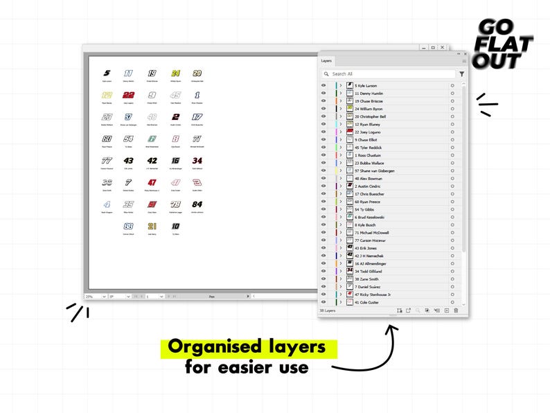 2025 Nascar Driver Numbers Vector Files (ai, Pdf, Png, Svg) (digital ...