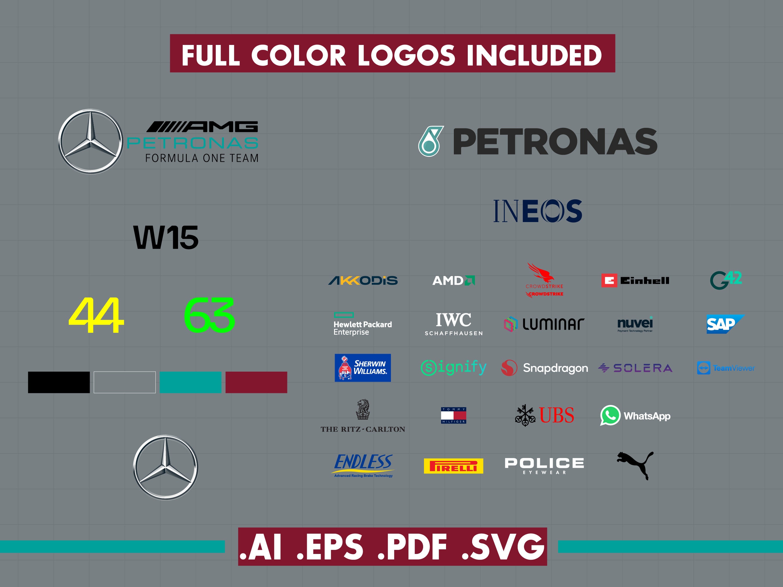 2024 Mercedes AMG F1 Sponsor Logo Instant Digital Download - Editable Vector Files - Ai, Eps ...