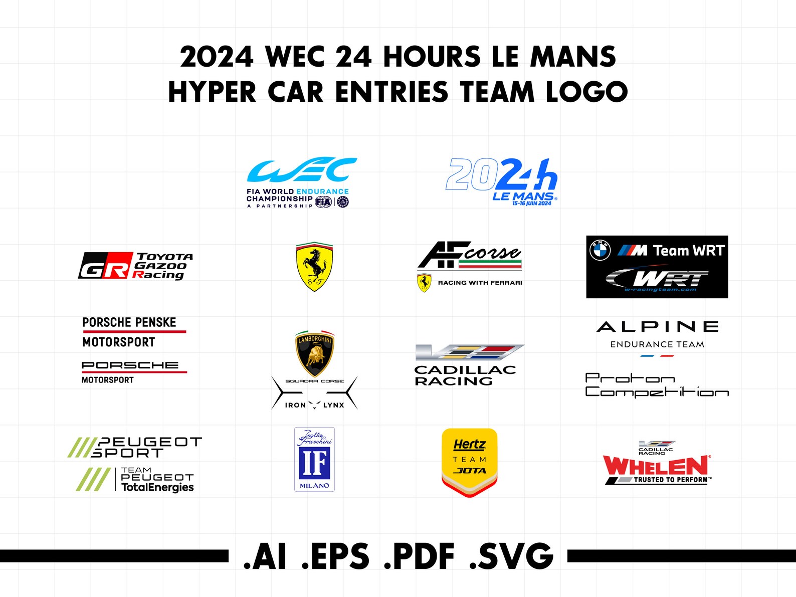 2024 WEC 24 Hours Le Mans Hypercar Entries Team Logo Instant Digital ...