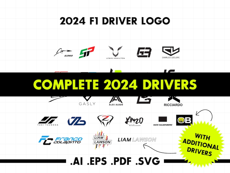 2024 F1 Formula 1 Driver Logo Instant Digital Download - Editable ...