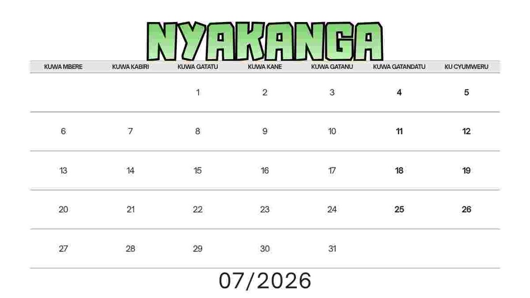 2026 Kinyarwanda Calendar: Rwanda Theme (digital Download) Kalindari Y ...