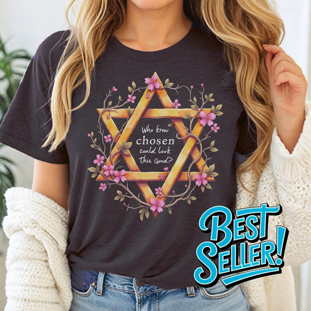 Floral Star of David Inspirational Quote T-shirt, Flower Art Casual ...