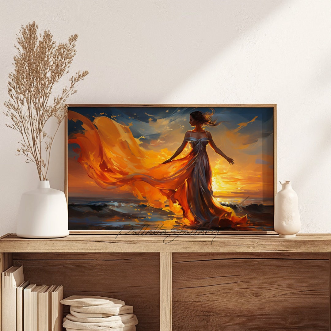 Ethereal Sapphire Surf Art Print, Celestial Dusk Ocean Decor, Whimsical ...