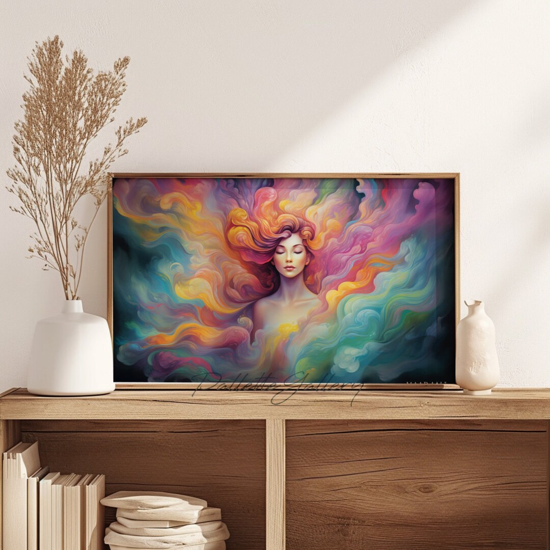 Psychedelic Dreamscape Watercolor Art, Abstract Light Swirls, Colorful ...