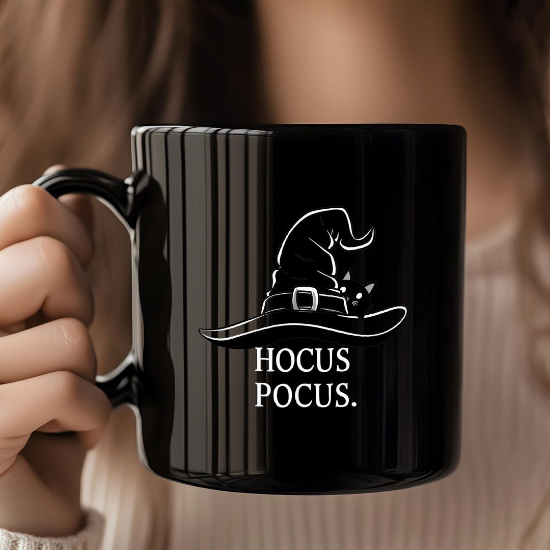 Hocus Pocus Black Cat Mug, Witch Hat Coffee Cup, Halloween Ceramic Mug ...