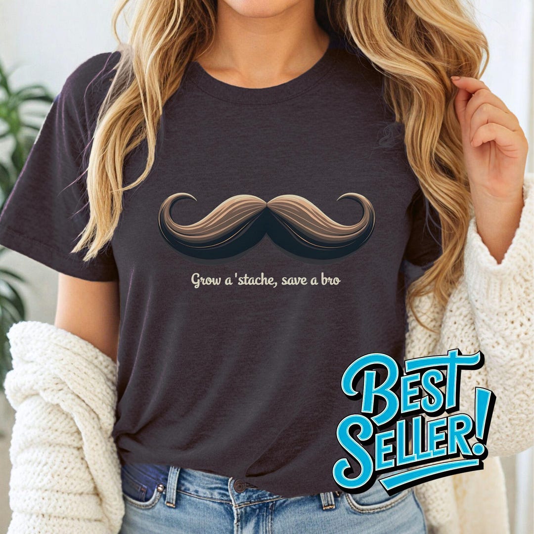 Grow a 'stache Save a Bro T-shirt, Mustache Awareness Tee, Men's Health Support Shirt, Charity ...