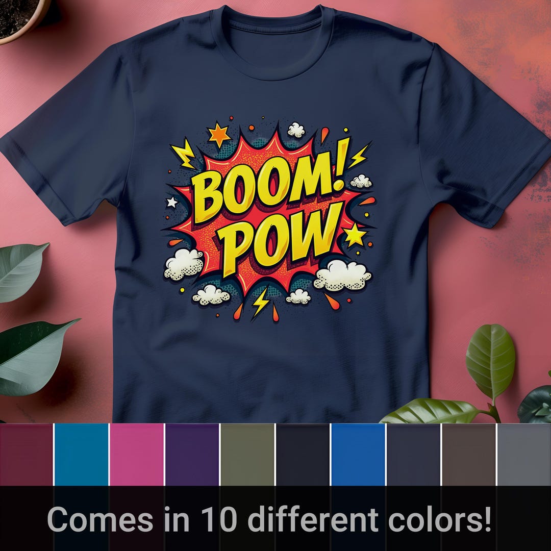 Comic Book Boom Pow Graphic T-shirt, Retro Pop Art Tee, Bold Colorful ...