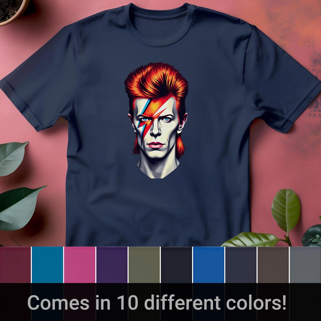 Ziggy Stardust Lightning Bolt T-shirt, Colorful Retro Rock Apparel ...