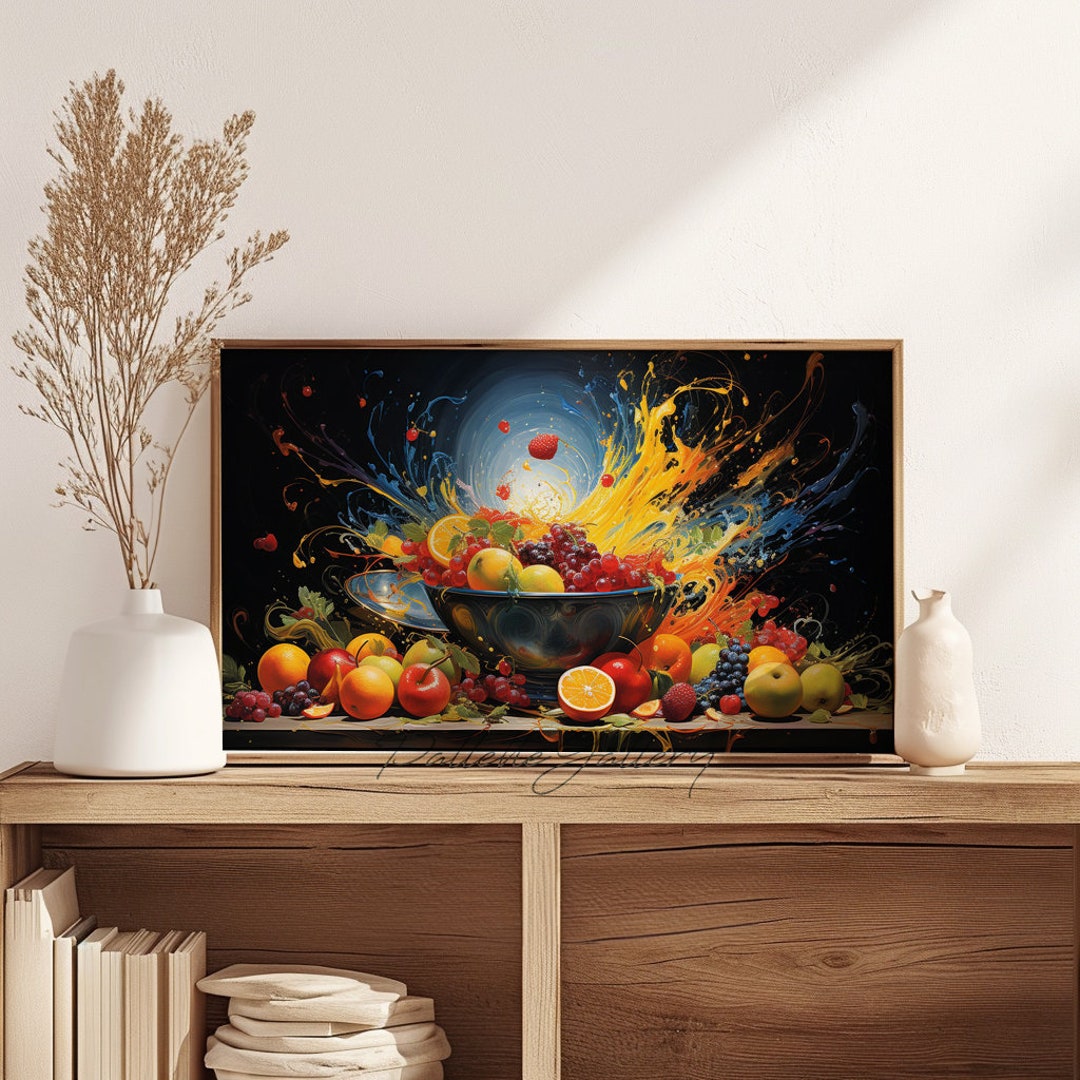 Abstract Exotic Fruits Digital Wall Art, Colorful Emotion Expressions ...
