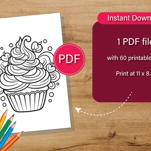 Cupcakes With Hearts Coloring Pages, Easy Valentine's Day Coloring ...