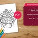 Cupcakes With Hearts Coloring Pages, Easy Valentine's Day Coloring ...