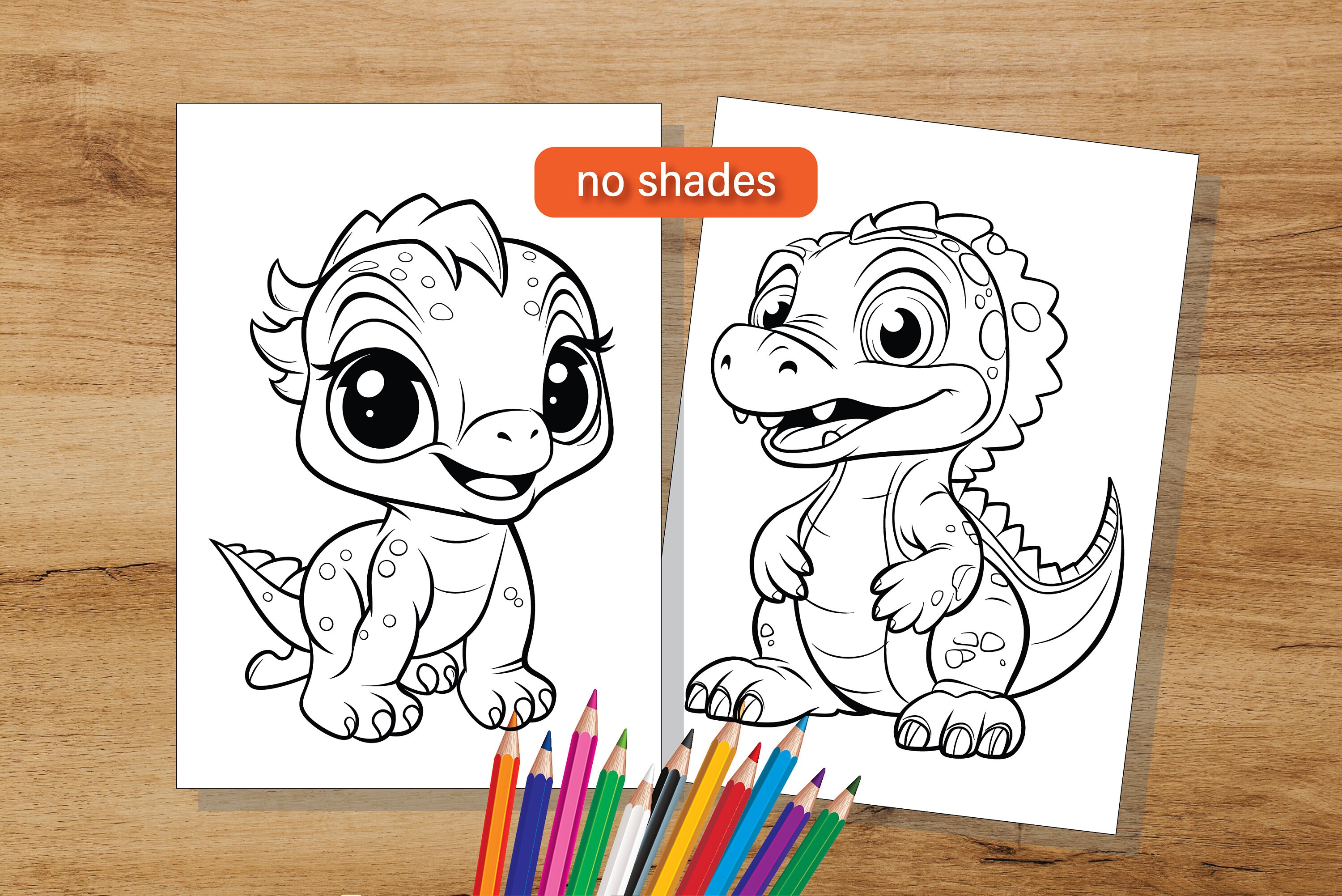35 Easy Dinosaur Coloring Pages for Kids, Simple Coloring Book ...