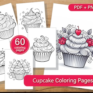 Cupcakes With Hearts Coloring Pages, Easy Valentine's Day Coloring ...