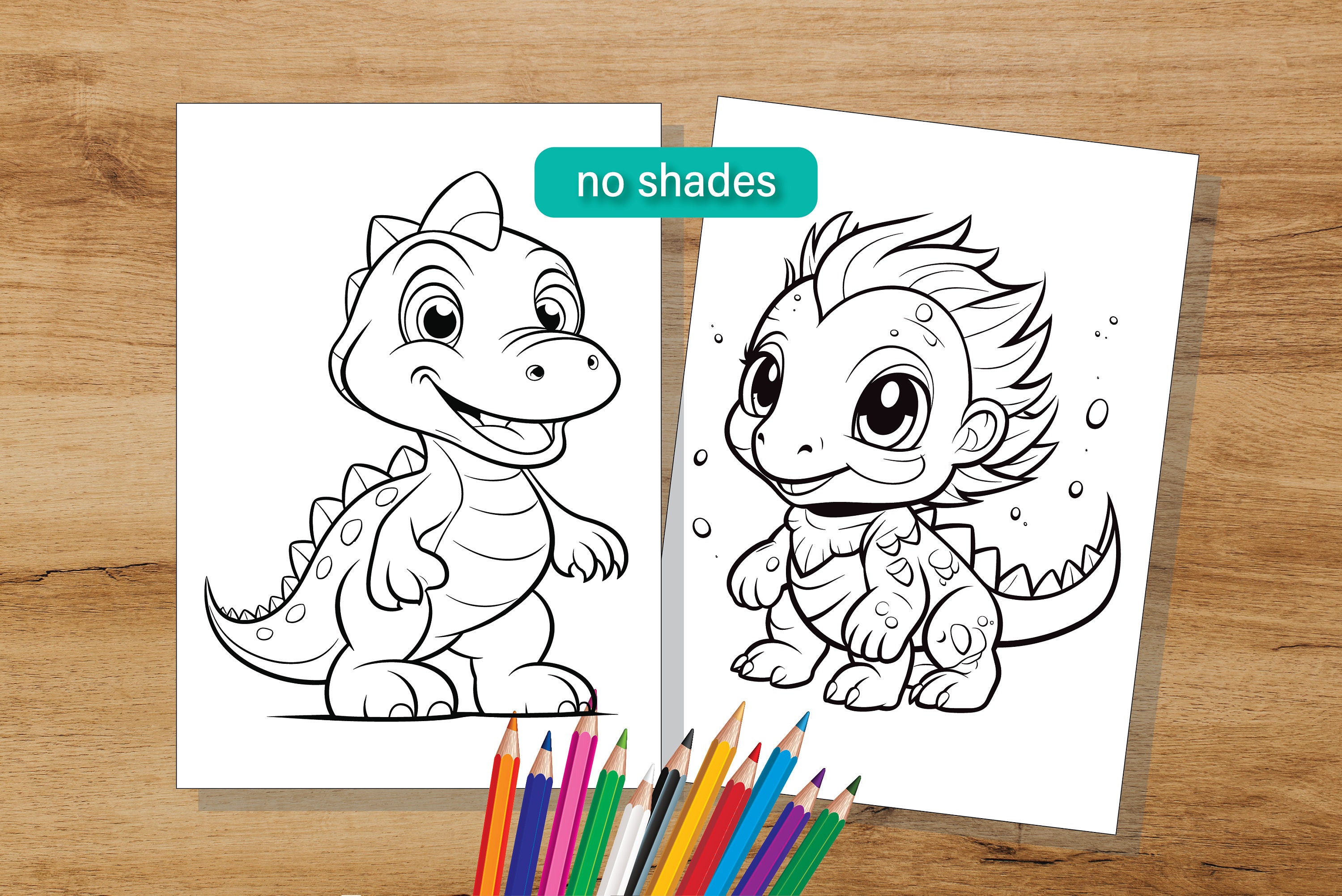 35 Easy Dinosaur Coloring Pages for Kids, Simple Coloring Book ...