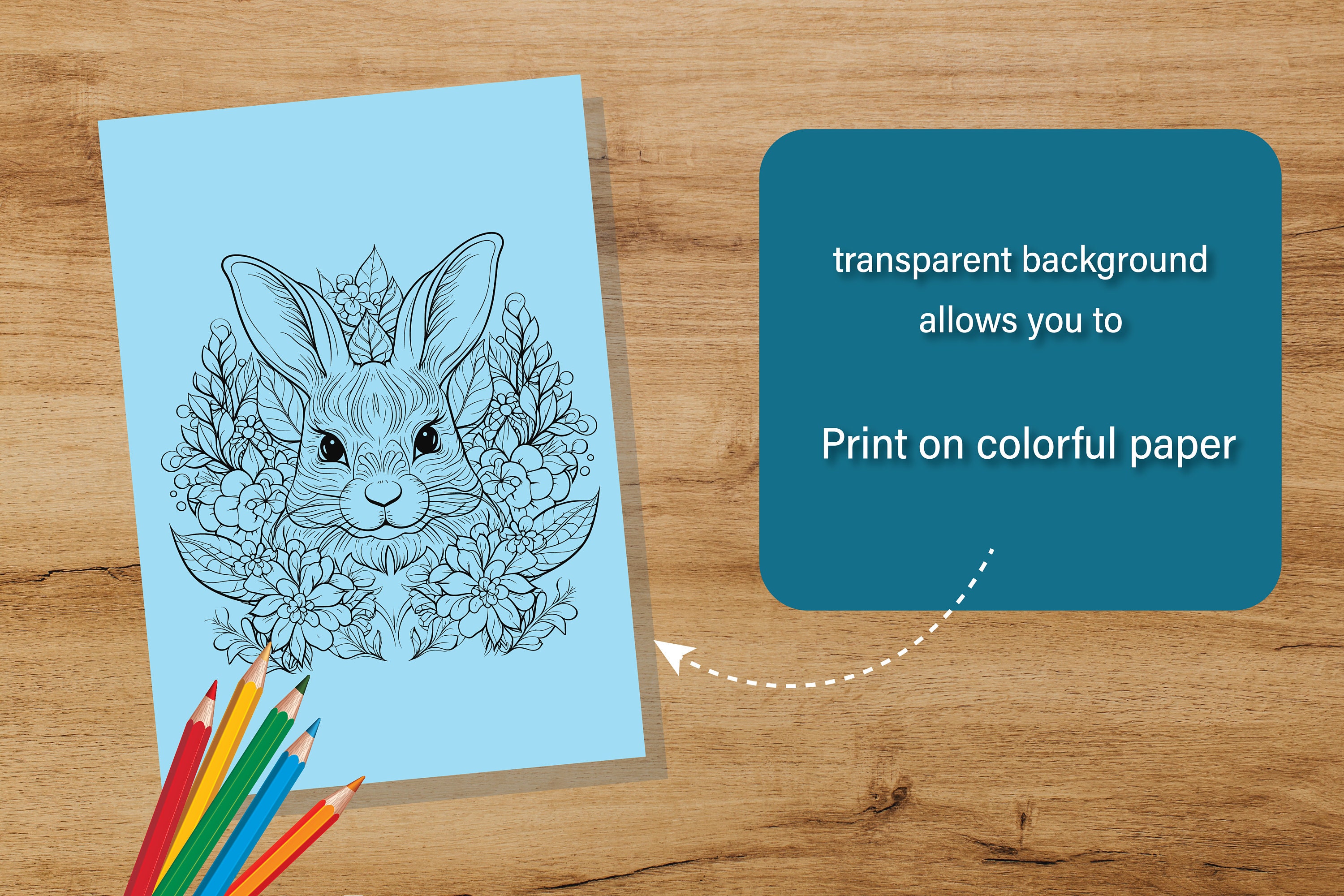 30 Rabbits With Flowers Coloring Pages for Adults and Kids, Instant ...