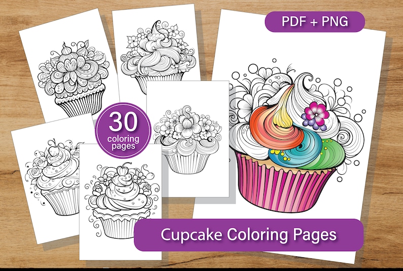 Cupcakes Coloring Pages, Floral Motifs, Cupcakes Activity Sheets ...