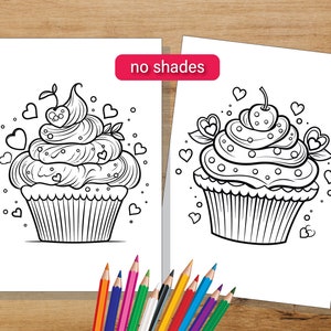 Cupcakes With Hearts Coloring Pages, Easy Valentine's Day Coloring ...