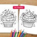 Cupcakes With Hearts Coloring Pages, Easy Valentine's Day Coloring ...