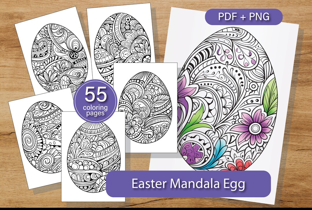 55 Easter Mandala Decorated Egg Coloring Pages for Adults and Kids ...