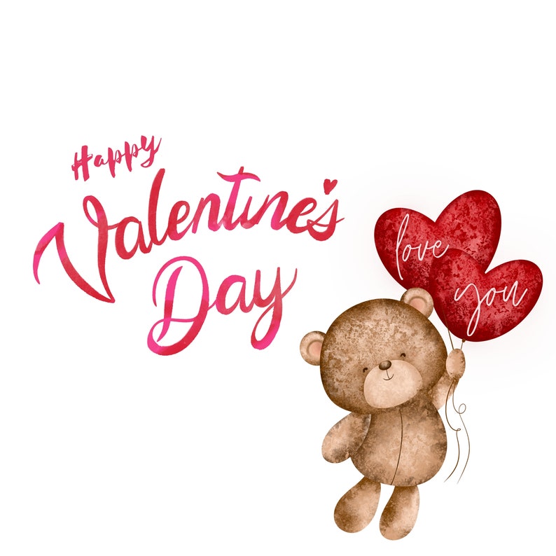 Valentines Teddy Bear Clipart, PNG Valentines Day Clipart, Valentines ...