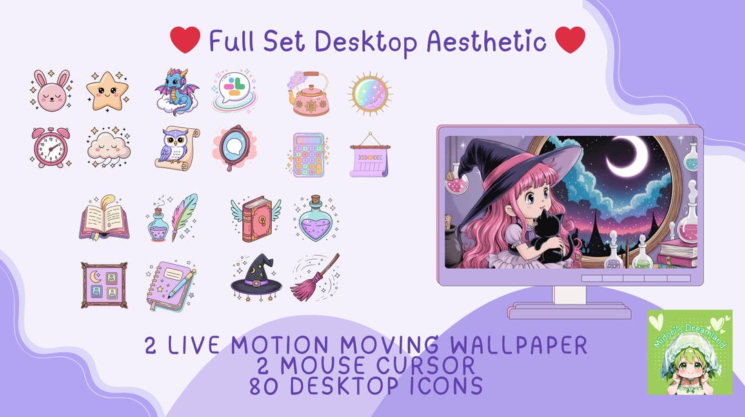 Purple Witchy Girl Aesthetic Witchcore Witch Cat Live Moving Wallpaper ...