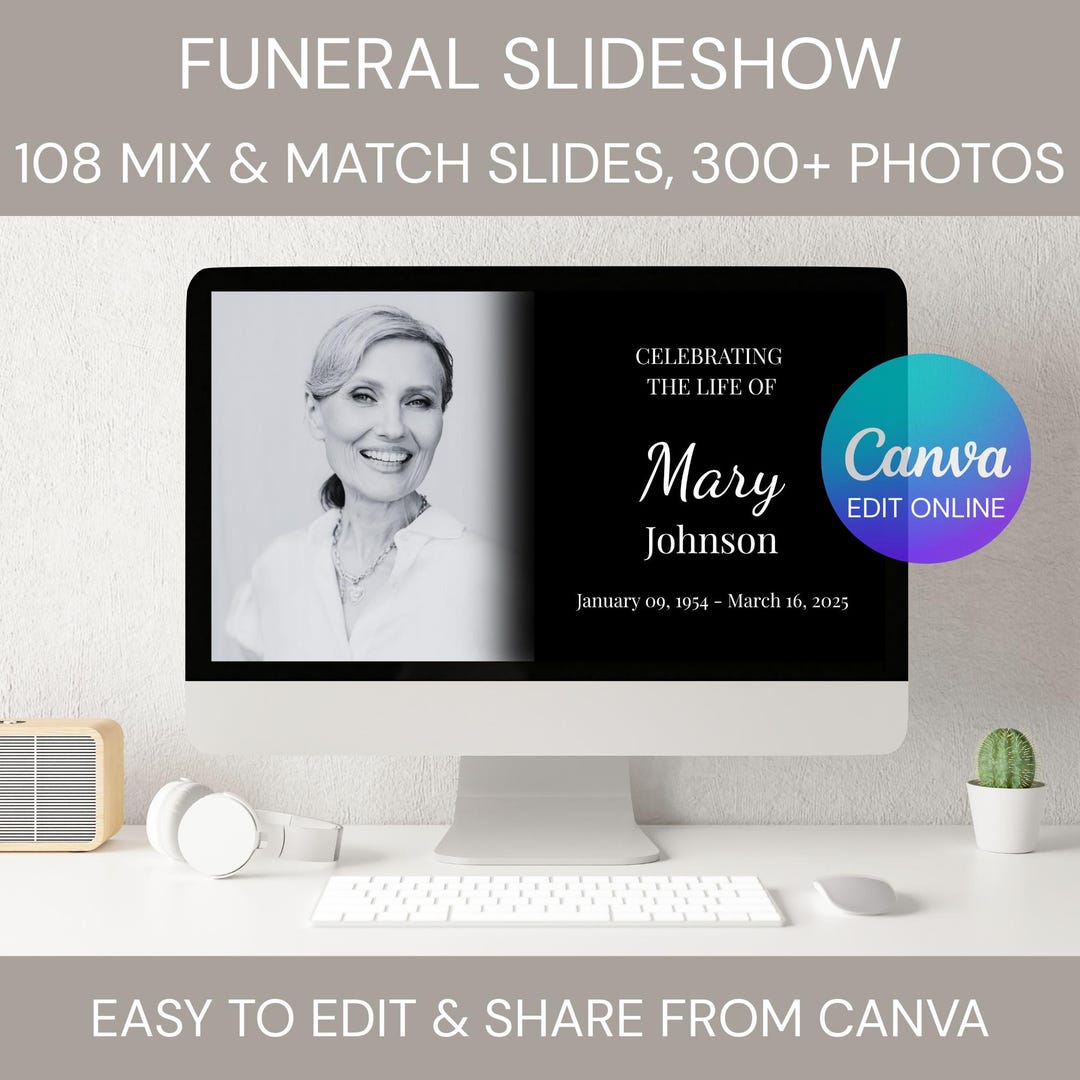 Funeral Slideshow Template, Celebration of Life Slideshow, Minimal ...