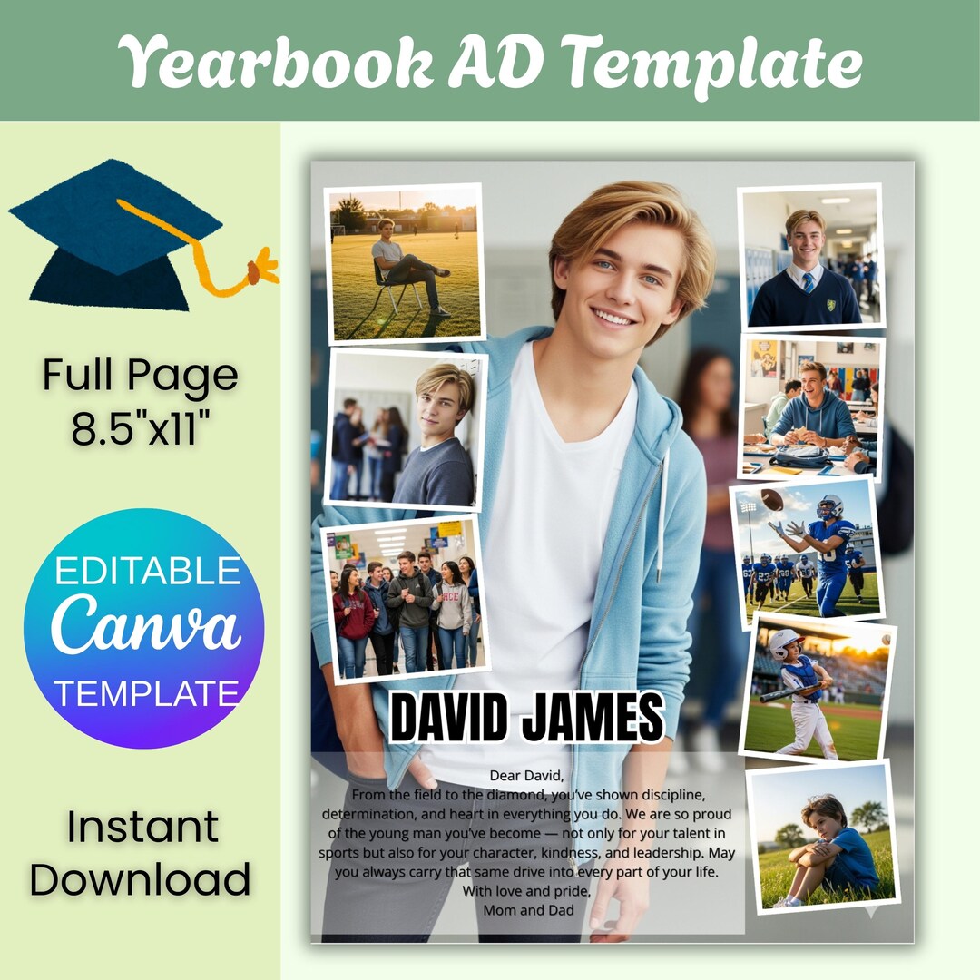 Editable Senior Yearbook Ad Template: High School Graduation Tribute ...