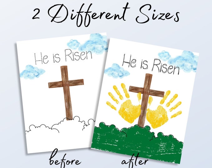 PRINTABLE Easter Handprint Art Craft for Kids, He is Risen Keepsake Art ...