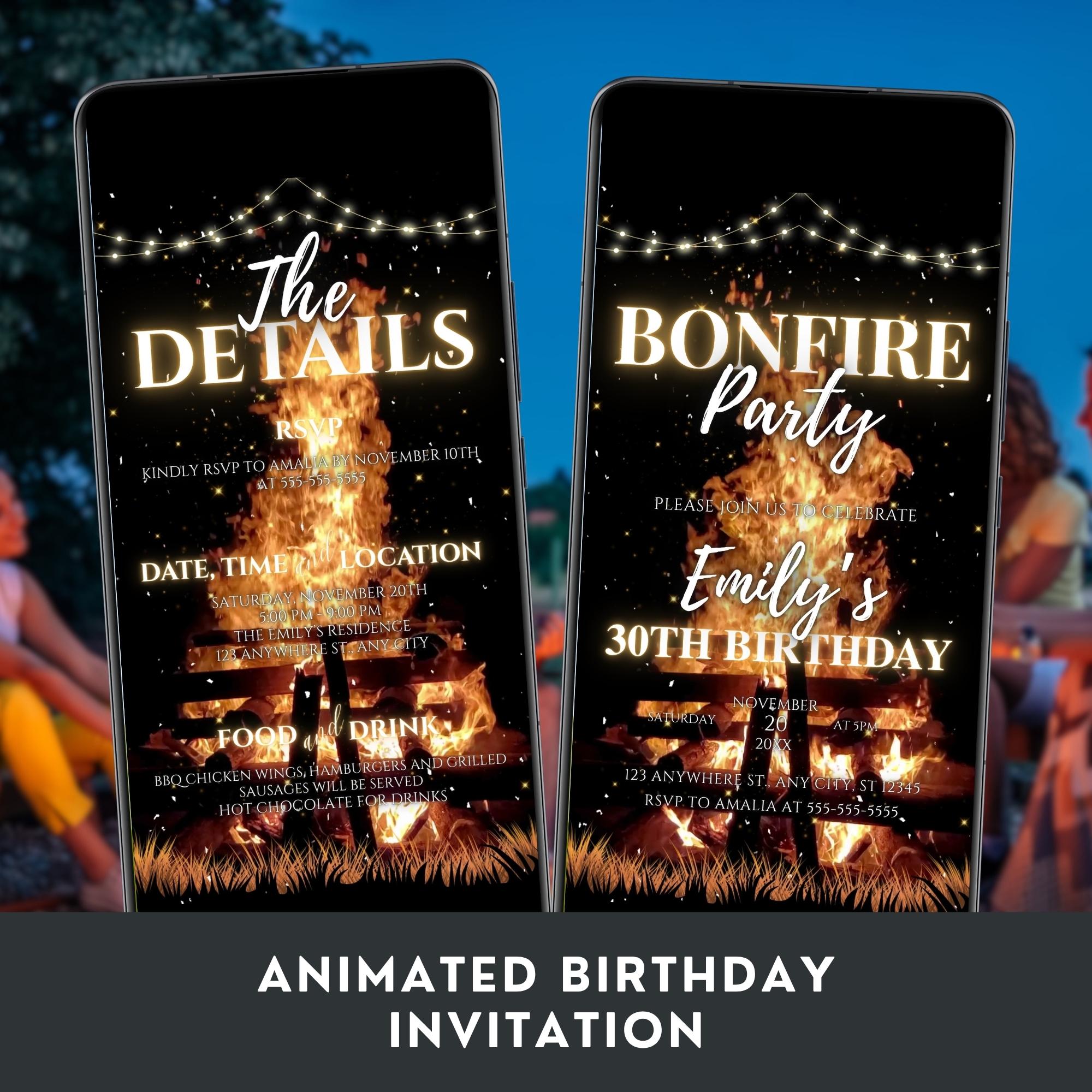 Editable Bonfire Birthday Invitation: Backyard Party (digital Download ...