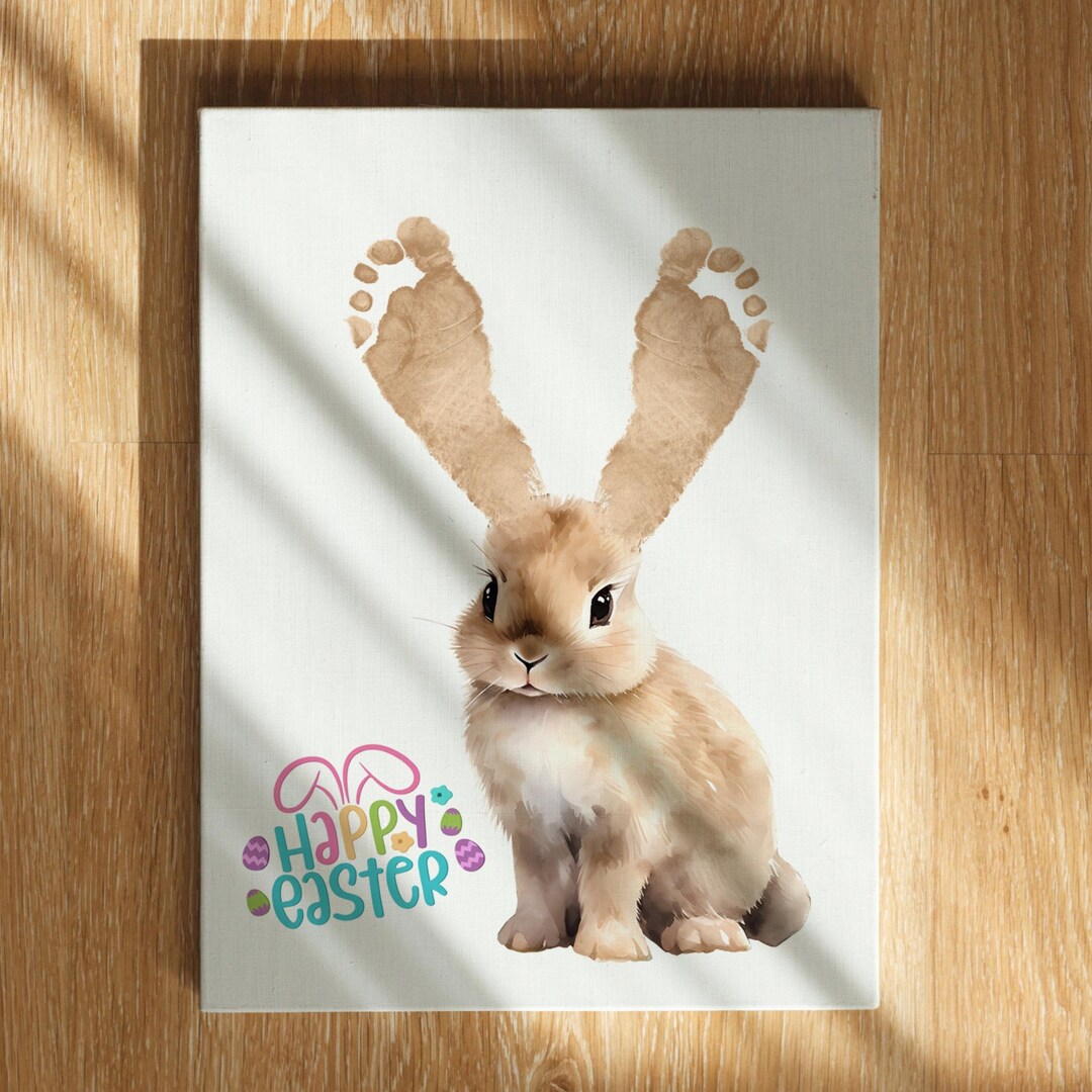 Printable Easter Day Footprint Art, Bunny Footprint Craft Gift ...