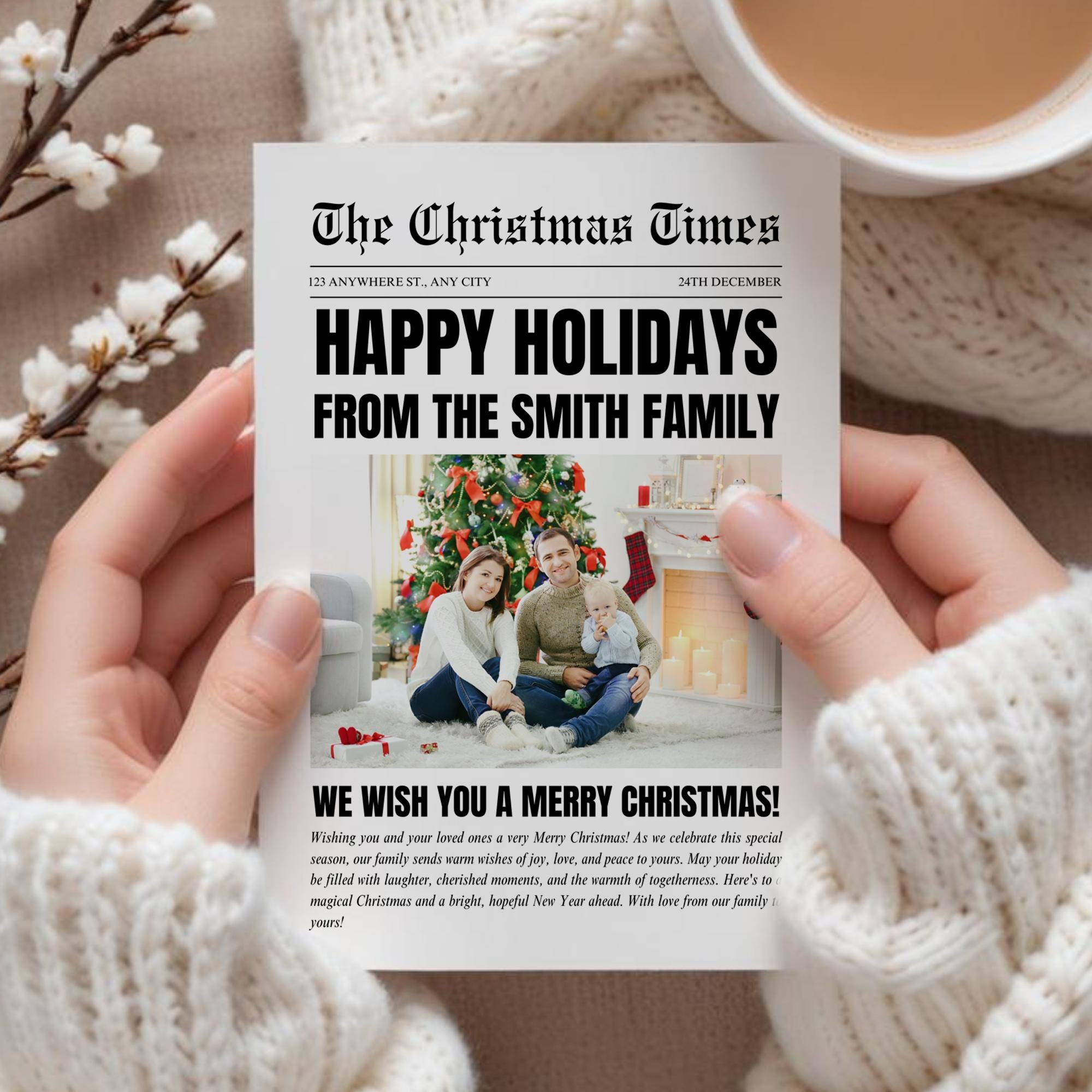 Editable Christmas Newsletter Template, Year in Review, Christmas Card ...