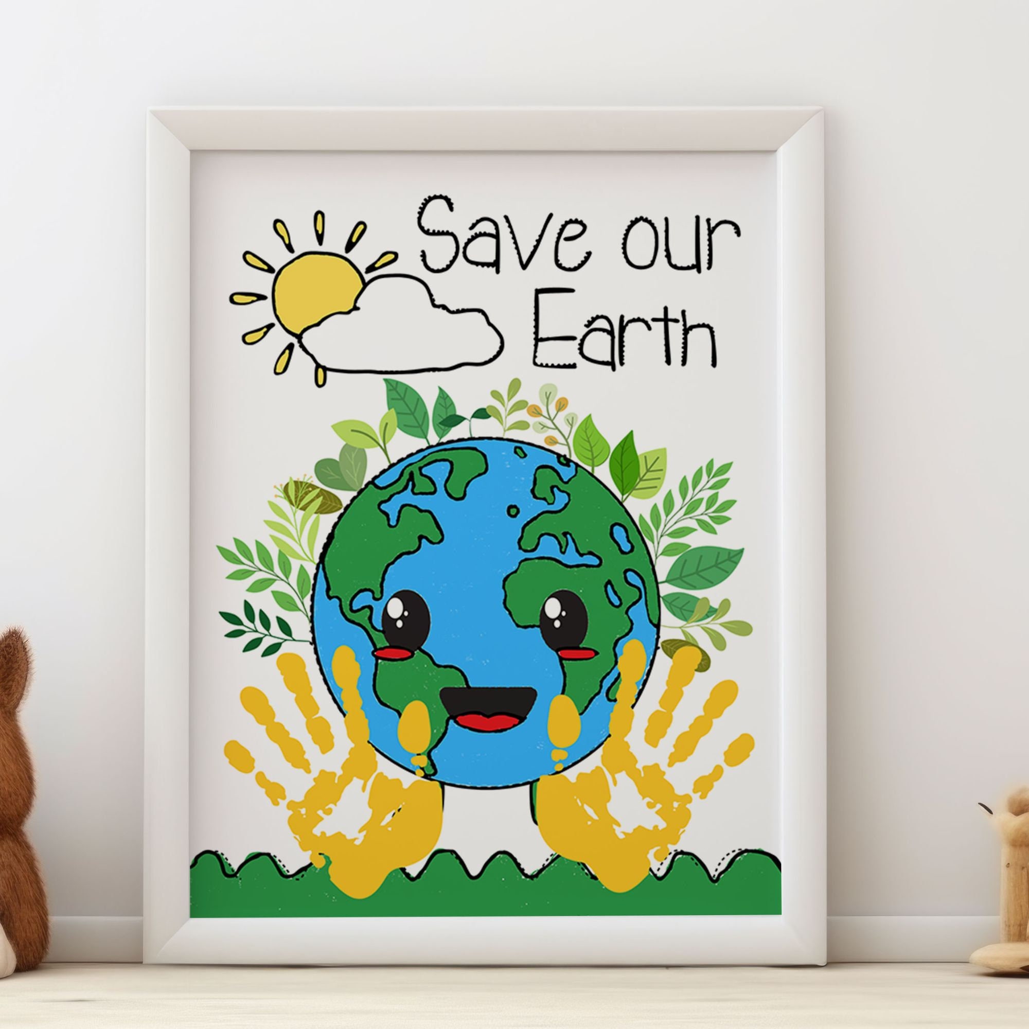 Save the Planet Handprint Craft for Kids Earth Day Preschool Printable ...