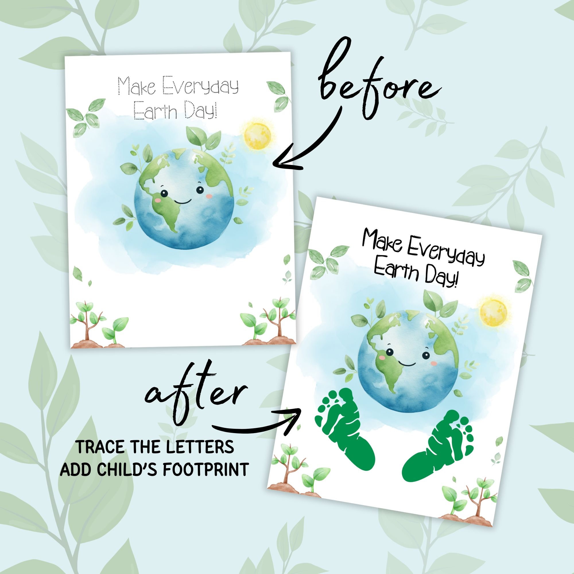 Earth Day Craft for Kids Activity Preschool Footprint Art for School ...