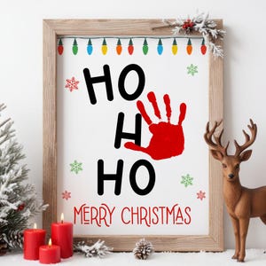 Printable Christmas Handprint Art, Christmas Hohoho Handprint Craft ...
